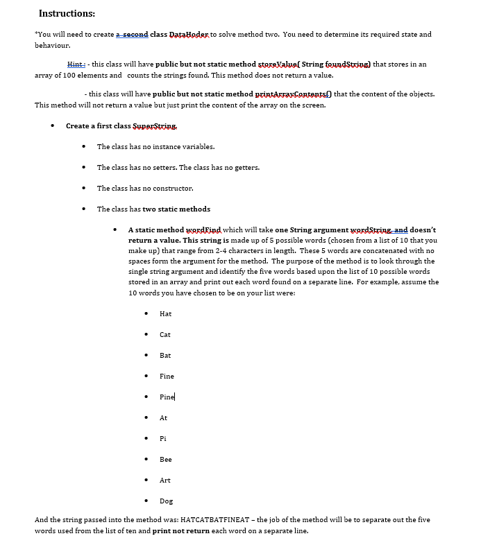 Solved Instructions: "You will need to create a second class | Chegg.com