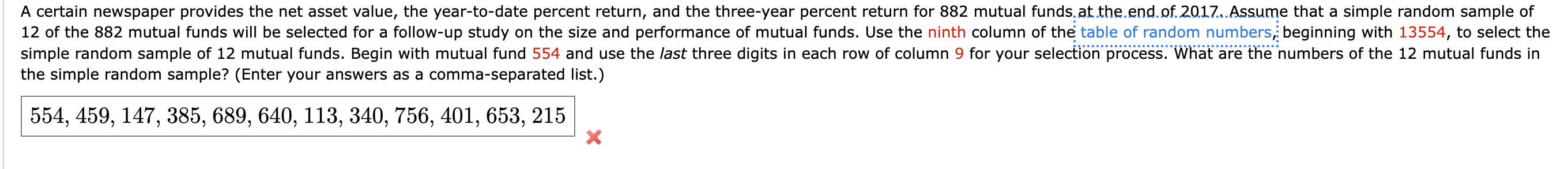 Solved RANDOM NUMBERS the simple random sample? (Enter your | Chegg.com