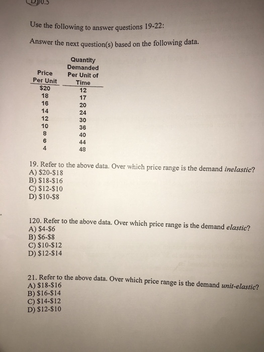 Solved se the following to answer questions 19-22 Answer the | Chegg.com