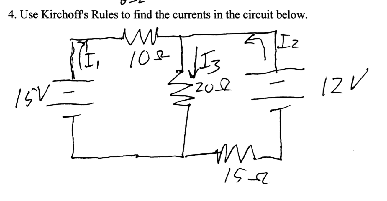 Solved 4. Use Kirchoff's Rules to find the currents in the | Chegg.com