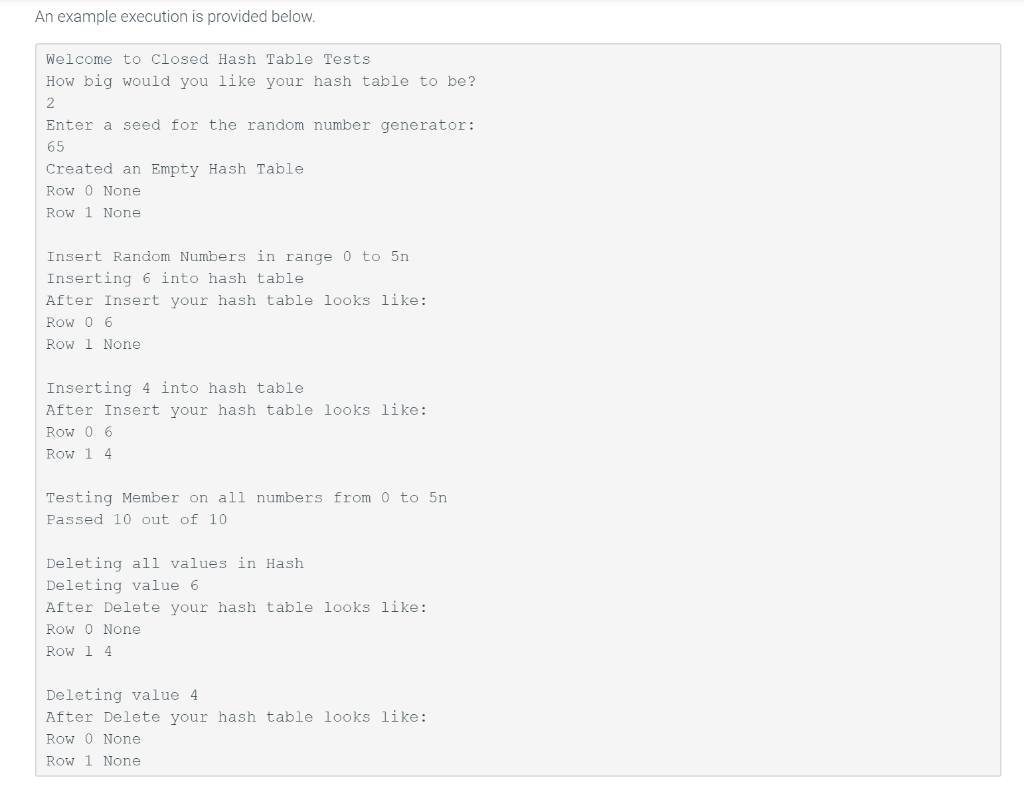 8.2 Closed Hash Table Implement an Closed Hash Table. | Chegg.com