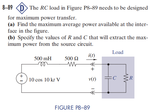 Solved 8–89 D The RC load in Figure P8–89 needs to be | Chegg.com