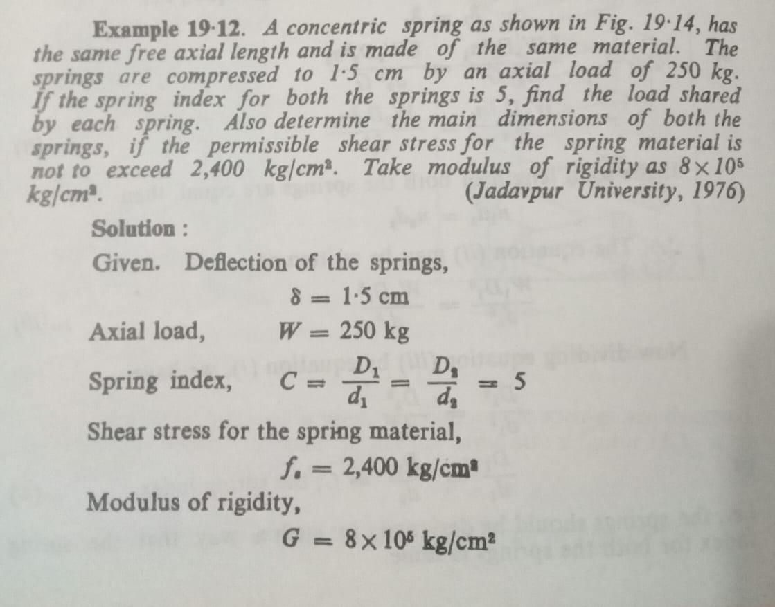 Solved Example 19.12. A concentric spring as shown in Fig. | Chegg.com