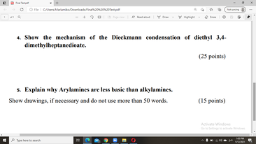 Solved COB 4. Show the mechanism of the Dieckmann | Chegg.com
