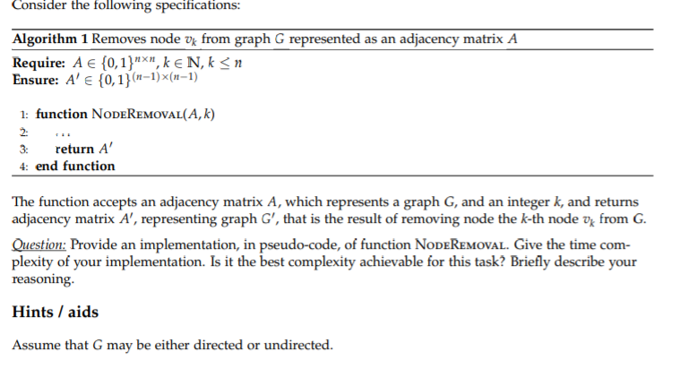 Solved Consider the following specifications: Algorithm 1 | Chegg.com