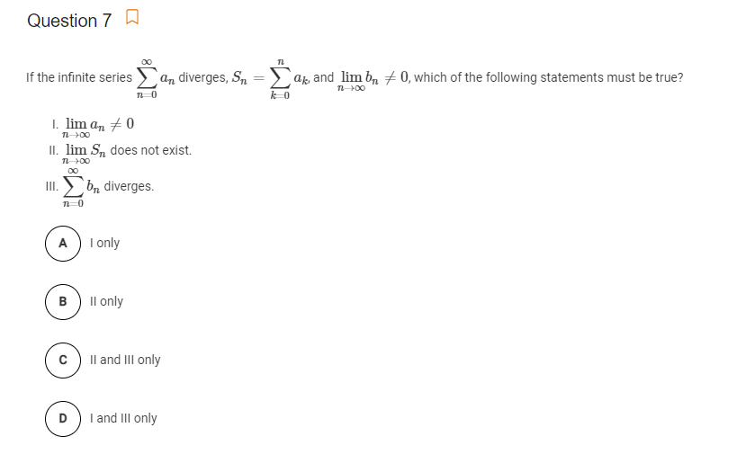 Solved The nth term test can be used to determine divergence | Chegg.com