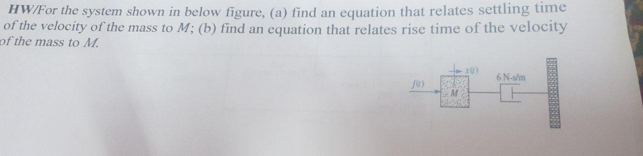 Solved HW/For the system shown in below figure, (a) find an | Chegg.com