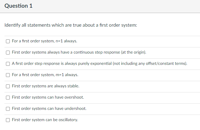 Solved Identify all statements which are true about a first | Chegg.com