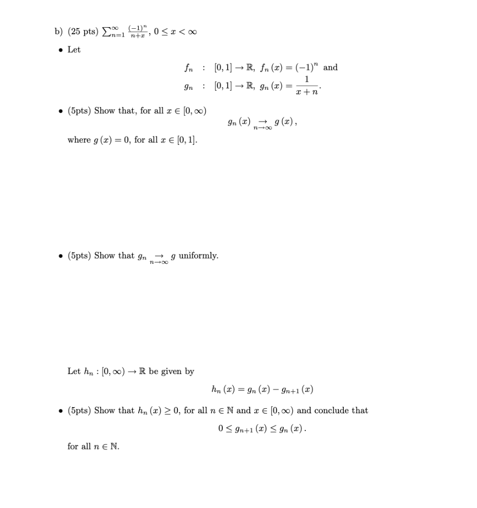 Solved b) (25 pts) ∑n=1∞n+x(−1)n,0≤x