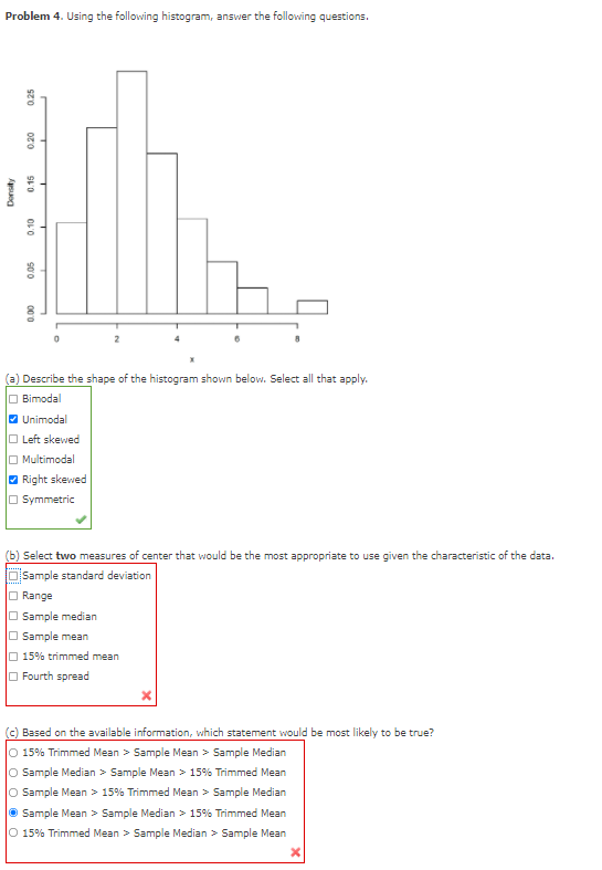 Solved Problem 4. Using the following histogram, answer the | Chegg.com