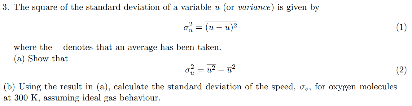 The square of ﻿the standard deviation of ﻿a variable | Chegg.com