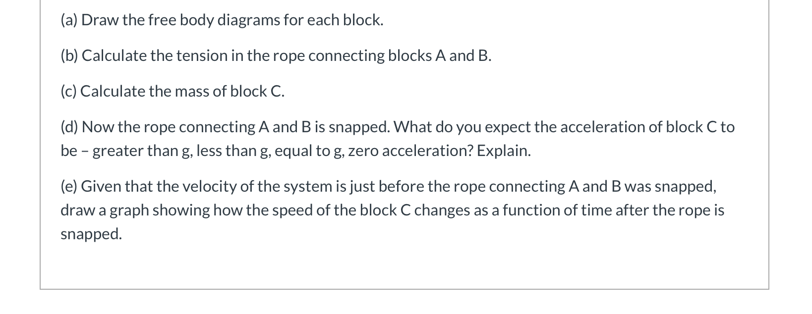 Solved Problem 3 Consider three blocks A, B, and C connected | Chegg.com