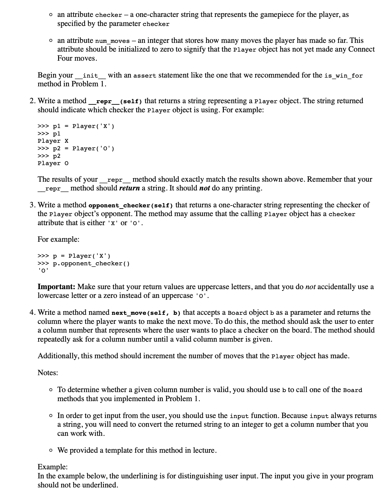 Problem 1: A Connect Four Board class 50 points; | Chegg.com