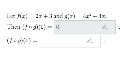 Solved Let f(x) = 2x + 3 and g(x) = 4x2 + 4x. Then (fog)(0) | Chegg.com