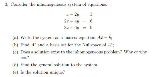 Solved 3. Consider the inhomogeneous system of equations: 1 | Chegg.com