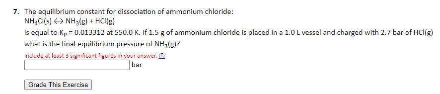 Solved The equilibrium constant for dissociation of ammonium | Chegg.com