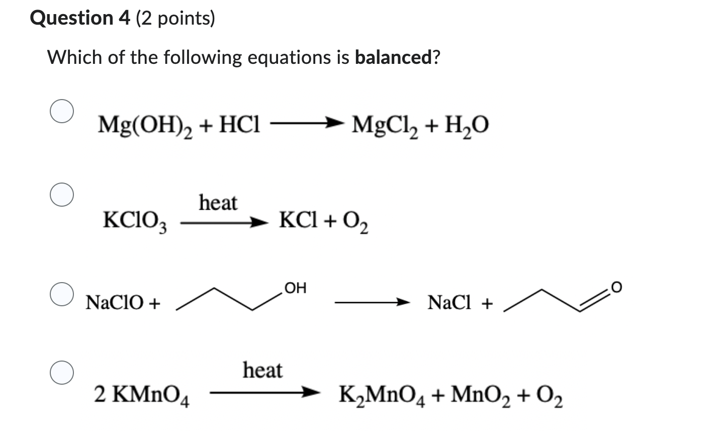 Solved Which of the following equations is balanced? | Chegg.com