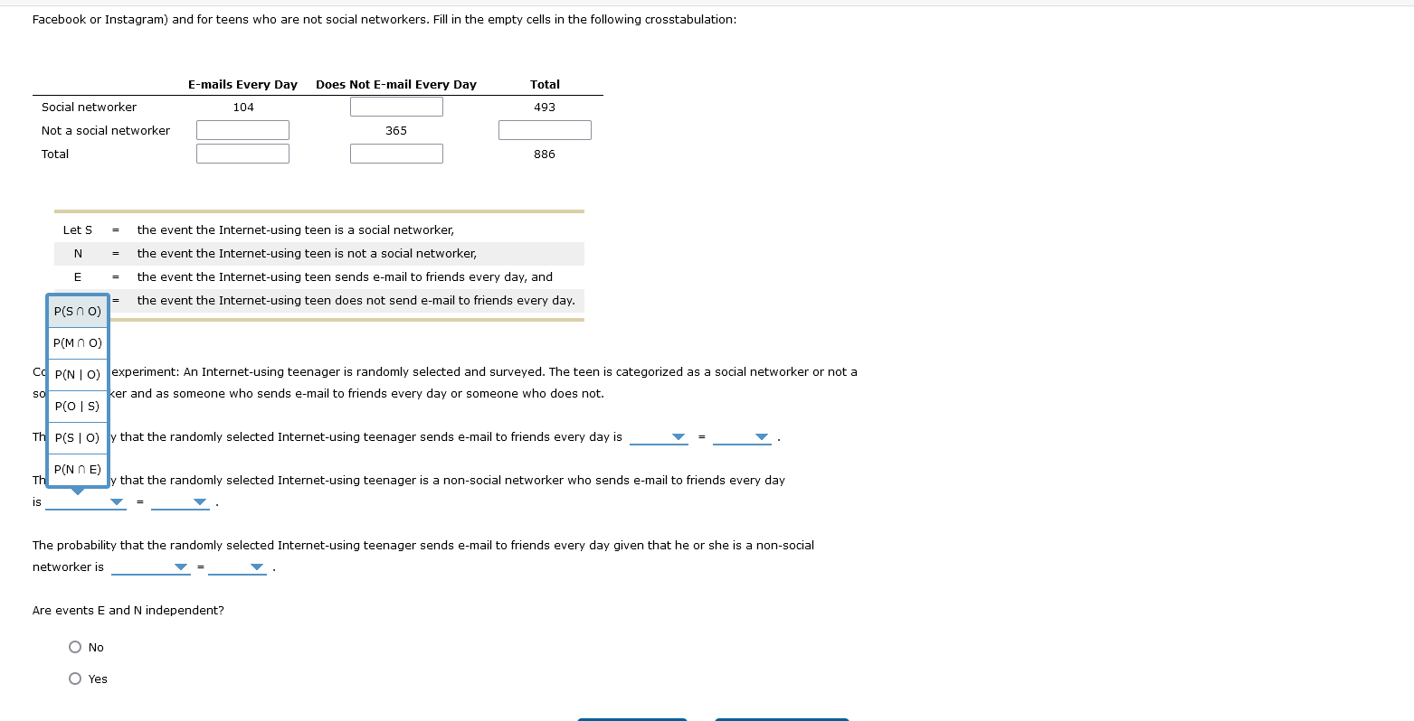 Solved Drag downs in order Left to right 1.(P(S) P(E) P(O) | Chegg.com
