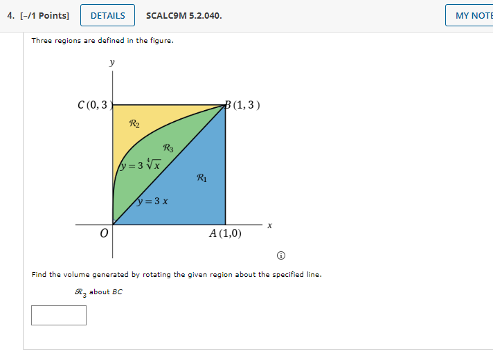 Solved Three regions are defined in the figure. Find the | Chegg.com