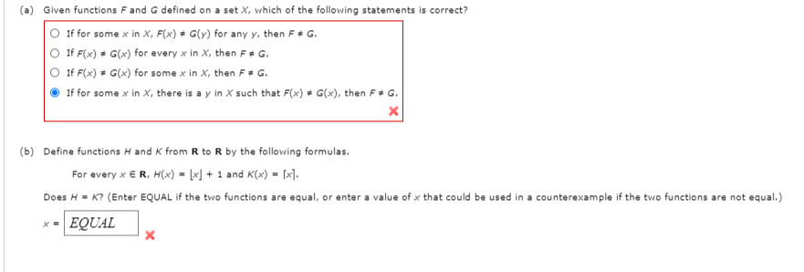 Solved (a) Given functions F and defined on a set X, which | Chegg.com