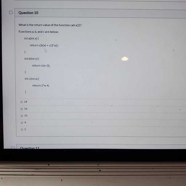 Solved Question 10 What is the return value of the function | Chegg.com