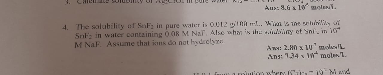 Solved The solubility of SnF_(2) in pure water is | Chegg.com