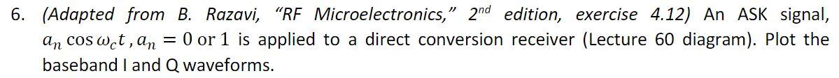 N 6. (Adapted from B. Razavi, “RF Microelectronics," | Chegg.com