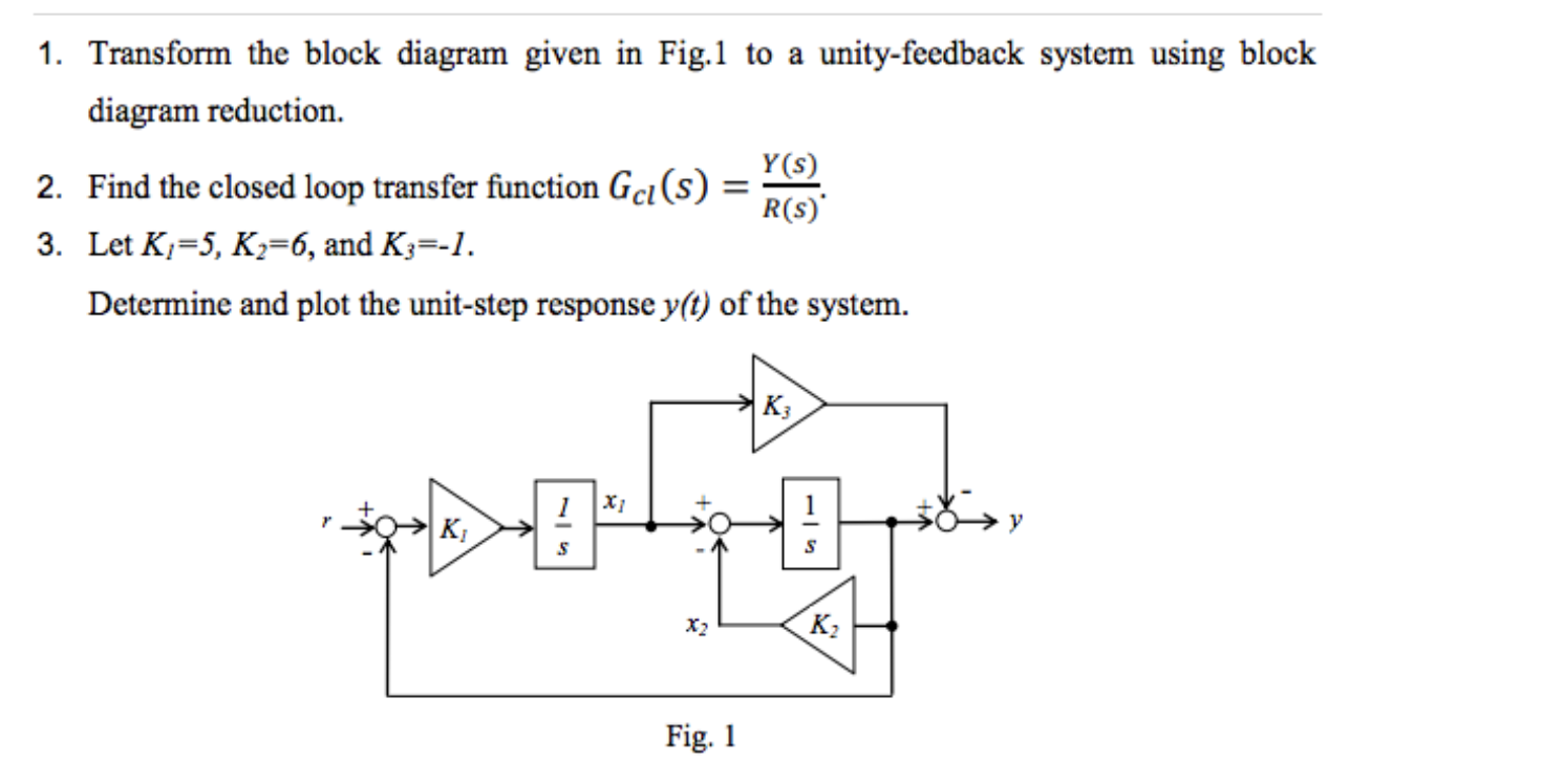 Solved 1. Transform the block diagram given in Fig.1 to a | Chegg.com