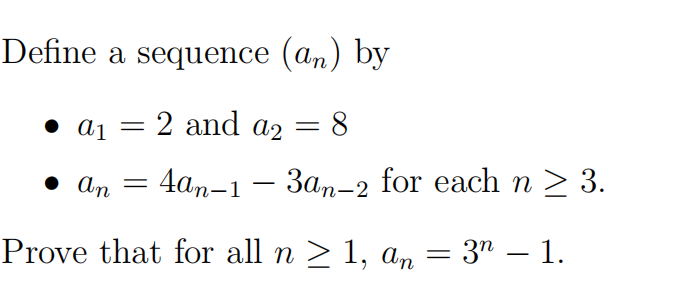 Solved Define a sequence (an) by - a1=2 and a2=8 - | Chegg.com