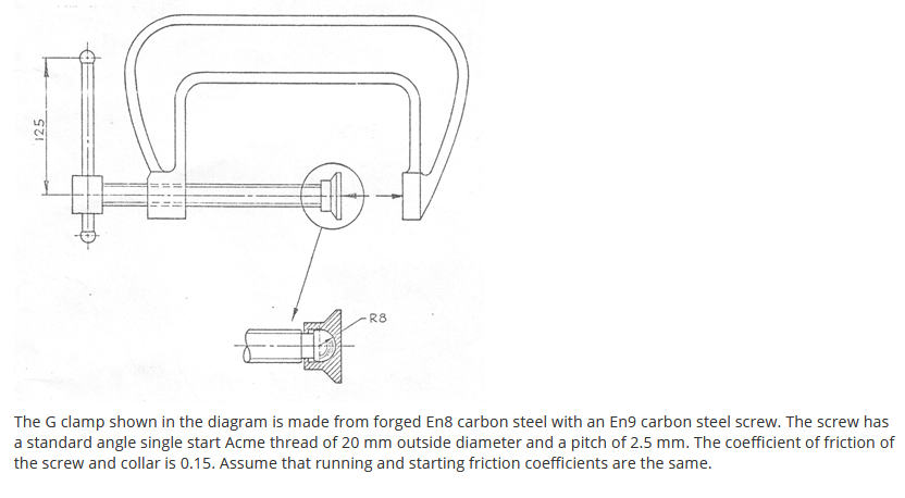 Solved 1. Determine the clamping force developed between the | Chegg.com