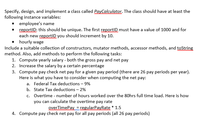 Specify Design And Implement A Class Called