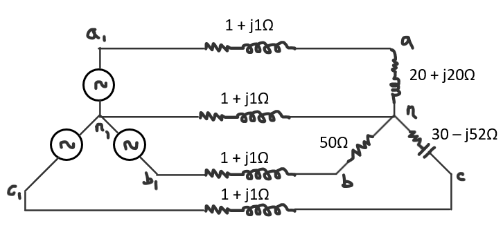 Solved In the three-phase unbalanced four-conductor, | Chegg.com