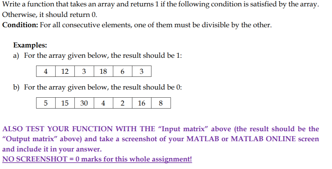 Solved Write a function that takes an array and returns 1 if | Chegg.com
