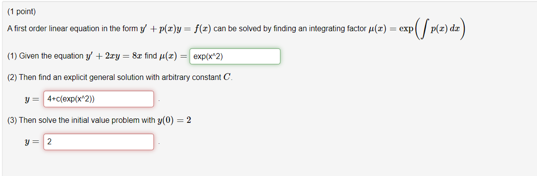 Solved A First Order Linear Equation In The Form 7662