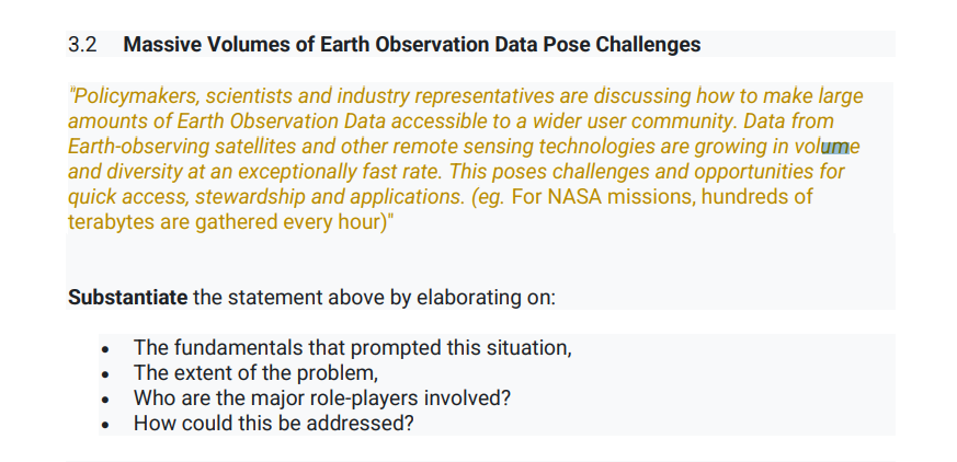 Solved 3.2 Massive Volumes of Earth Observation Data Pose | Chegg.com