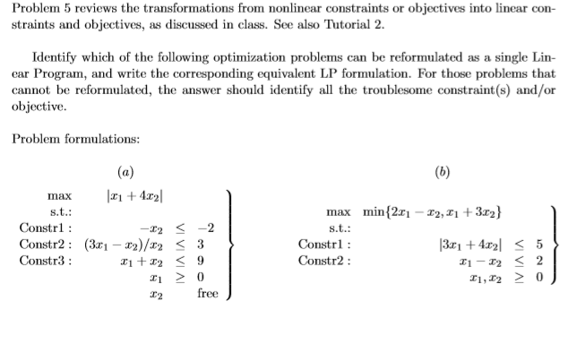 Solved Problem 5 reviews the transformations from nonlinear | Chegg.com