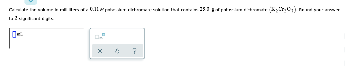 Solved Calculate the volume in milliliters of a 0.11 M | Chegg.com