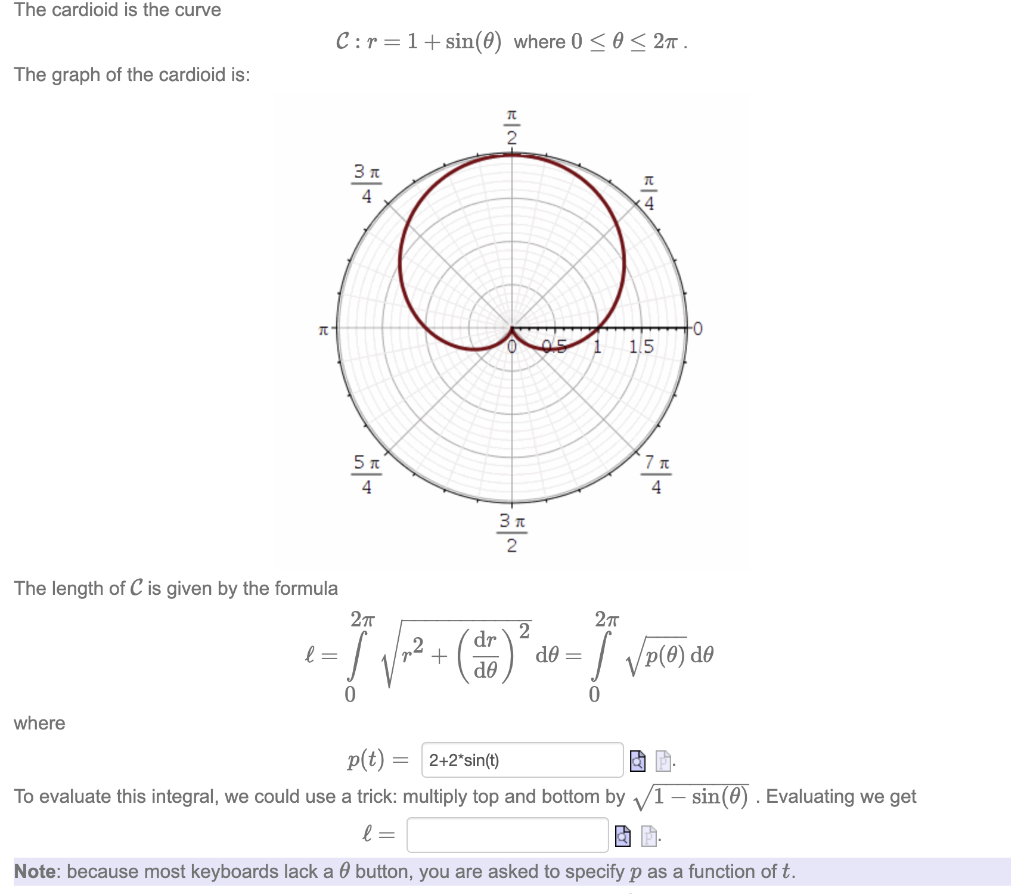 Solved The cardioid is the curve C:r=1+sin(θ) where 0≤θ≤2π | Chegg.com