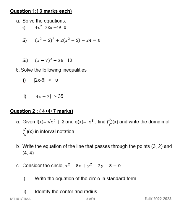 Solved a. Solve the equations: i) 4x2−28x+49=0 ii) | Chegg.com