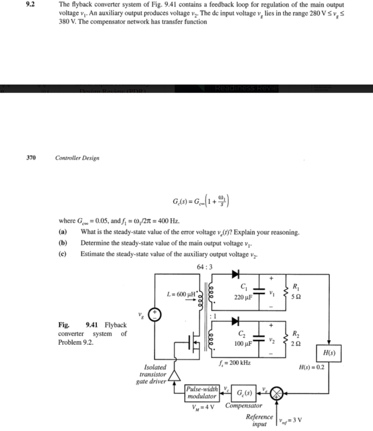 Solved The flyback converter system of Fig. 9.41 contains a | Chegg.com