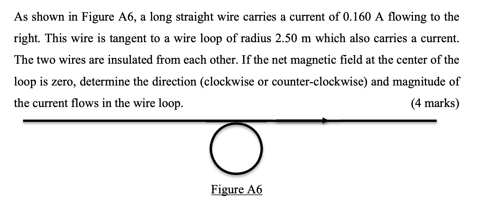 Solved As shown in Figure A6, a long straight wire carries a | Chegg.com