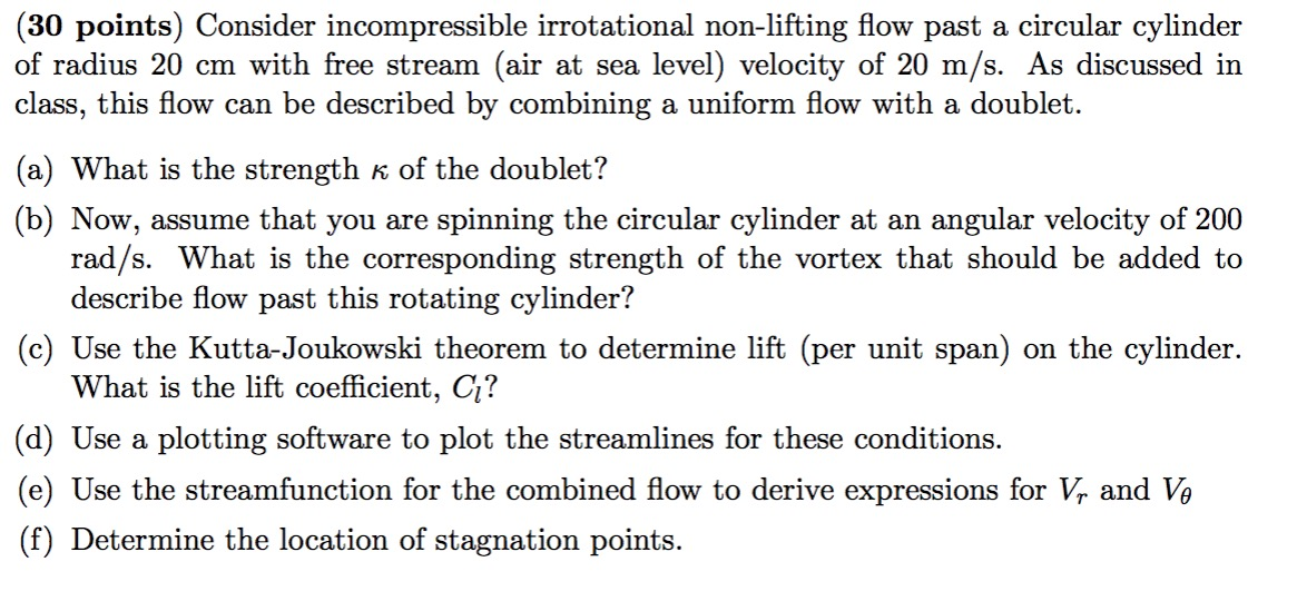 Solved (30 points) Consider incompressible irrotational | Chegg.com