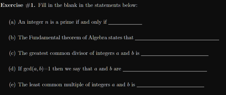 Solved Exercise #1. Fill in the blank in the statements | Chegg.com