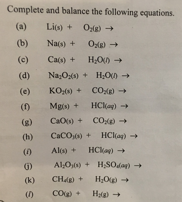 Solved Complete and balance the following equations. (a) | Chegg.com Solved Complete and balance the following equations. (a) | Chegg.com