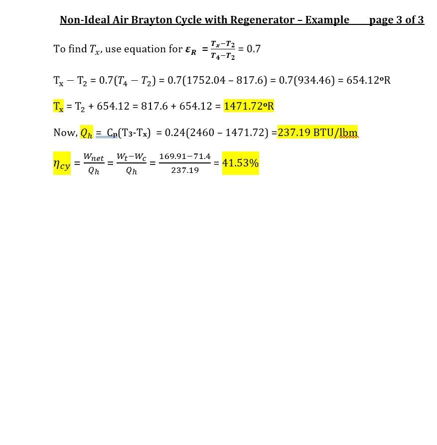 Solved 1. Redo Non-Ideal Air Brayton Cycle with Regenerator | Chegg.com