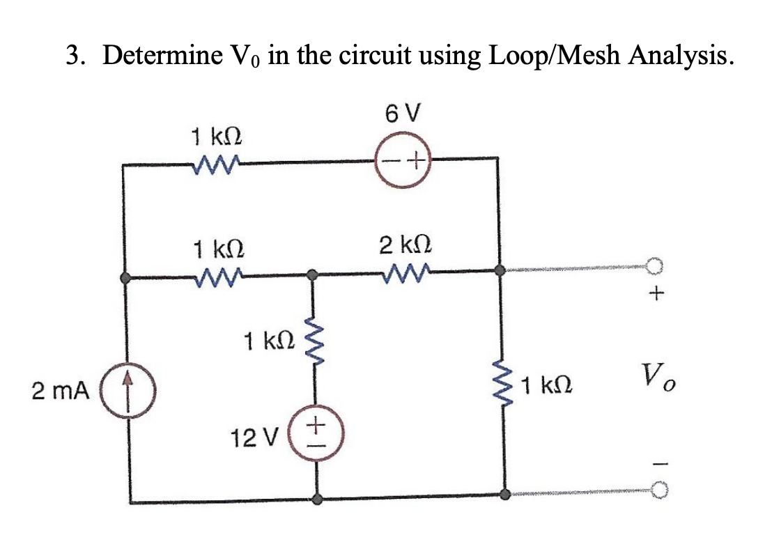 Solved 3. Determine V0 in the circuit using Loop/Mesh | Chegg.com