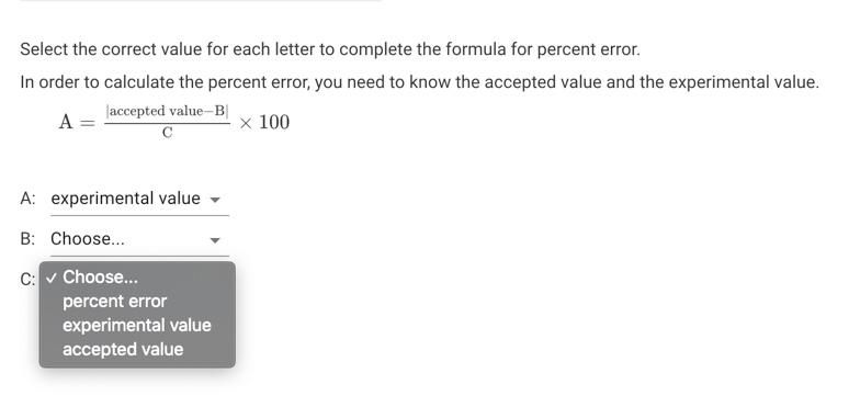 Solved Select the correct value for each letter to complete | Chegg.com