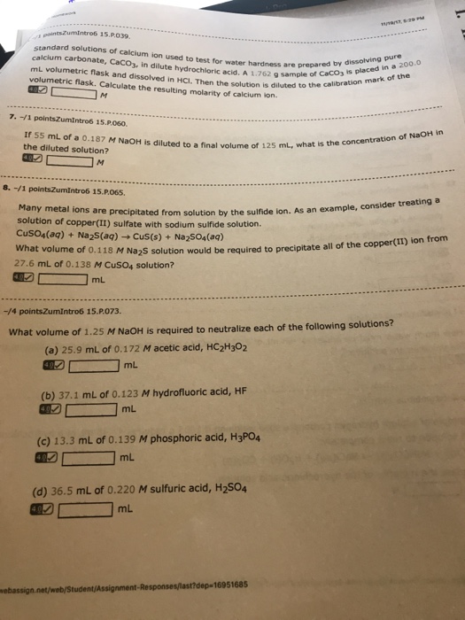 Solved standard solutions of calcium ion used to test for | Chegg.com