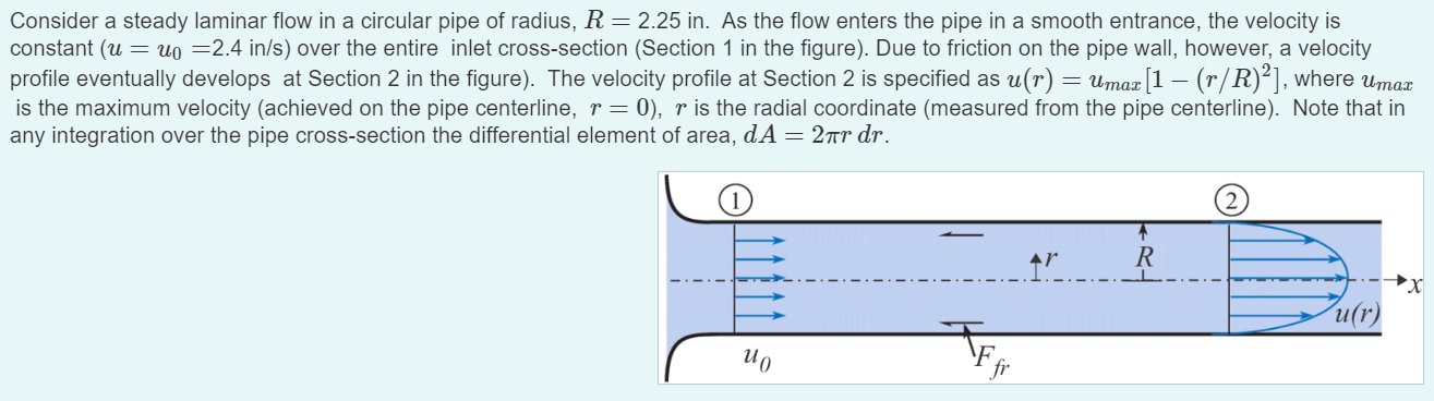 Solved Consider a steady laminar flow in a circular pipe of | Chegg.com