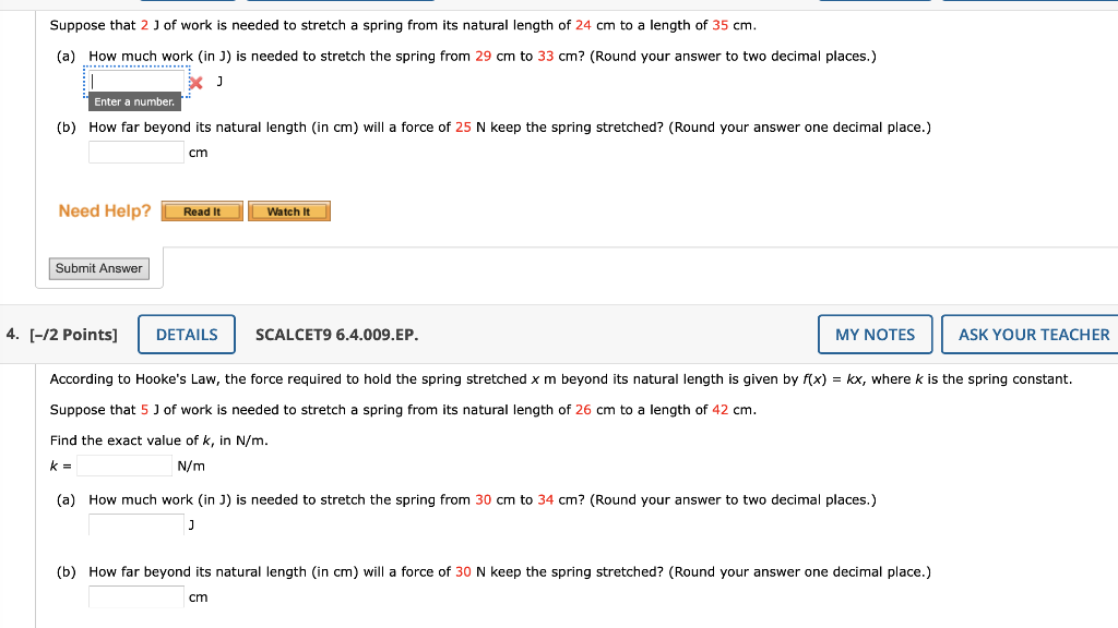 Solved Suppose that 2 J of work is needed to stretch a | Chegg.com